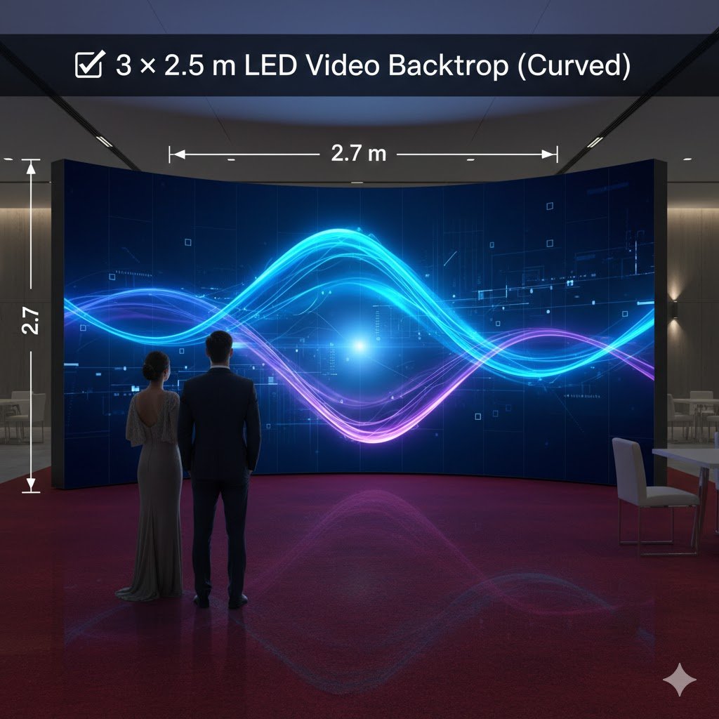 CURVED VIDEO BACKDROP - ledscreenrental.ae